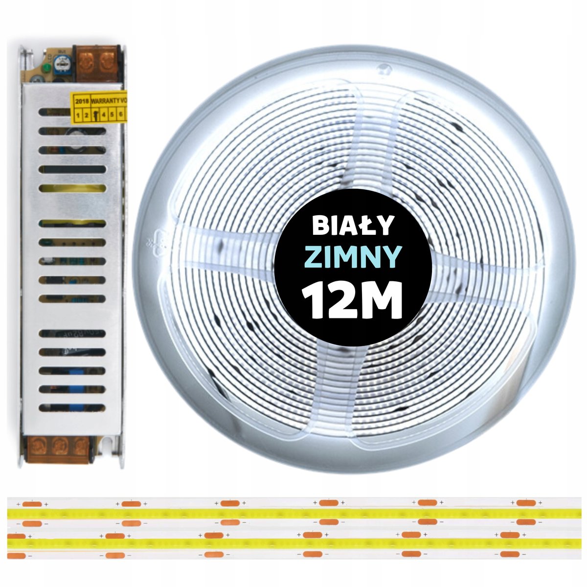 ZESTAW 12M Taśma LED COB 480 diod 6000K biały zimny 24V 10W z zasilaczem - inna (Inny) | Sklep ...