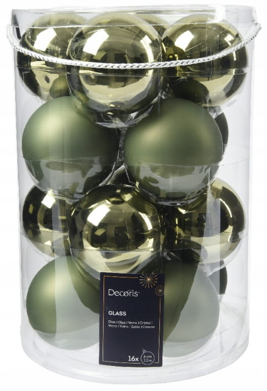 Zestaw 16 szklanych bombek choinkowych 8cm Zielone matowe błyszczące - Kaemingk | Sklep EMPIK.COM