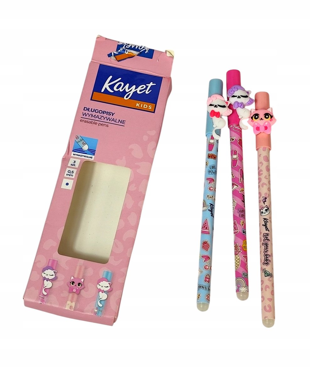Zestaw 3 długopisów wymazywalnych KAYET koty P278 - KAYET | Sklep EMPIK.COM