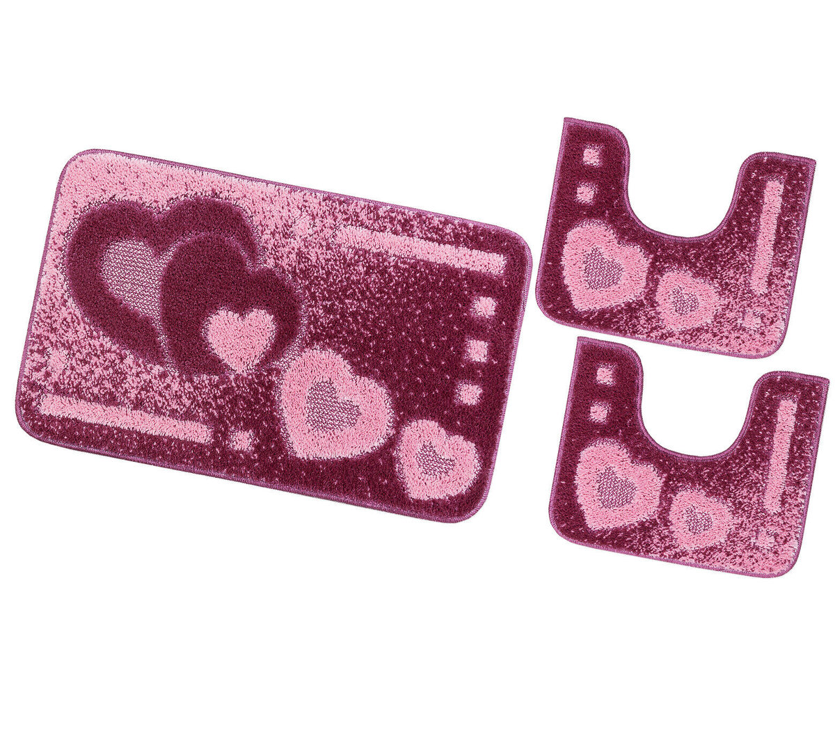 Zestaw 3 fioletowy kiery dywaników shaggy 3d łazienkowych girowater ...