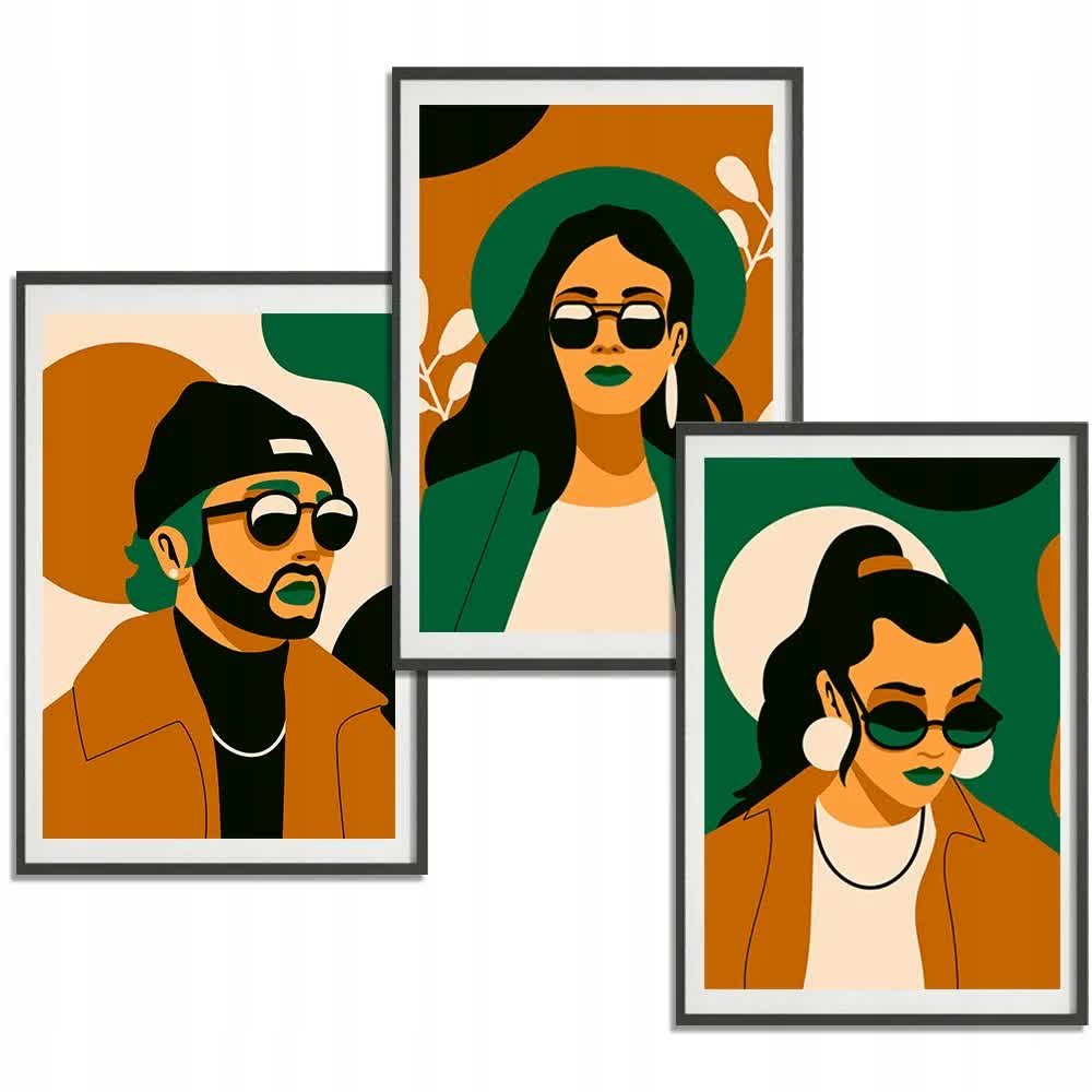 Zestaw 3 Obrazy 91x61cm Dekoracyjne Portrety Art - Inna marka | Sklep ...