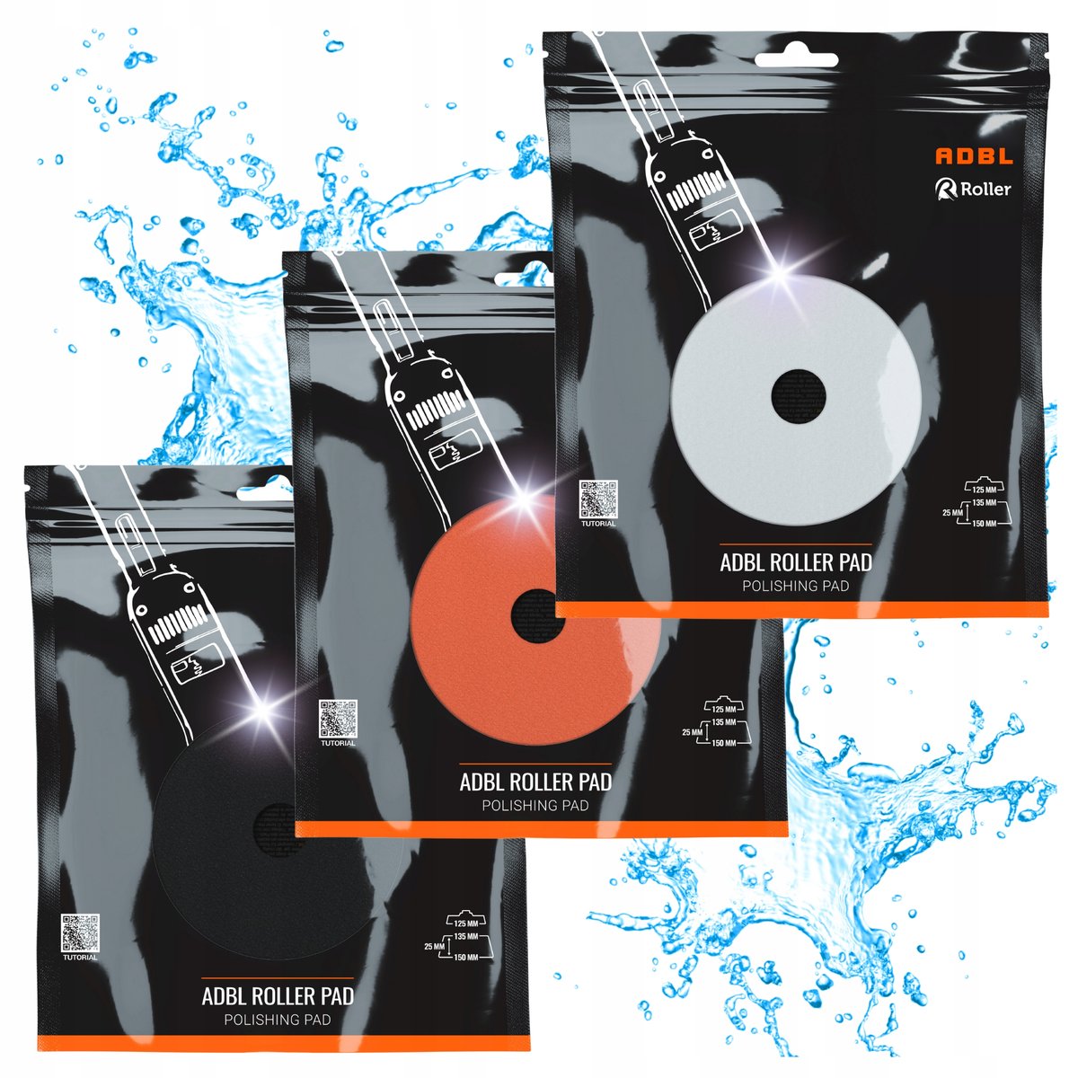 Zestaw 3 padów ADBL Roller DA Cut + One Step + Finish 125mm Gąbki polerskie - Inna marka ...