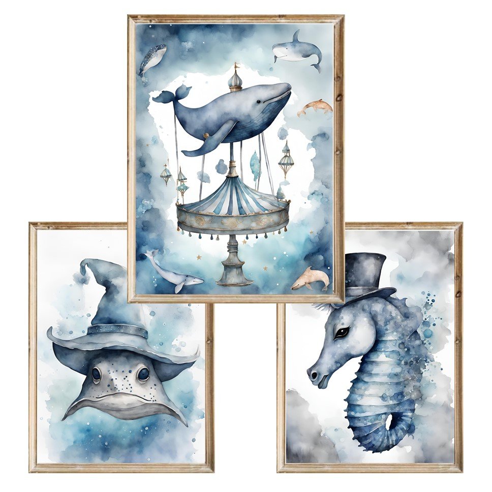 Zestaw 3 plakatów obrazków Magic Ocean 4 A3 / Bajkowe Wnętrza - BAJKOWE ...