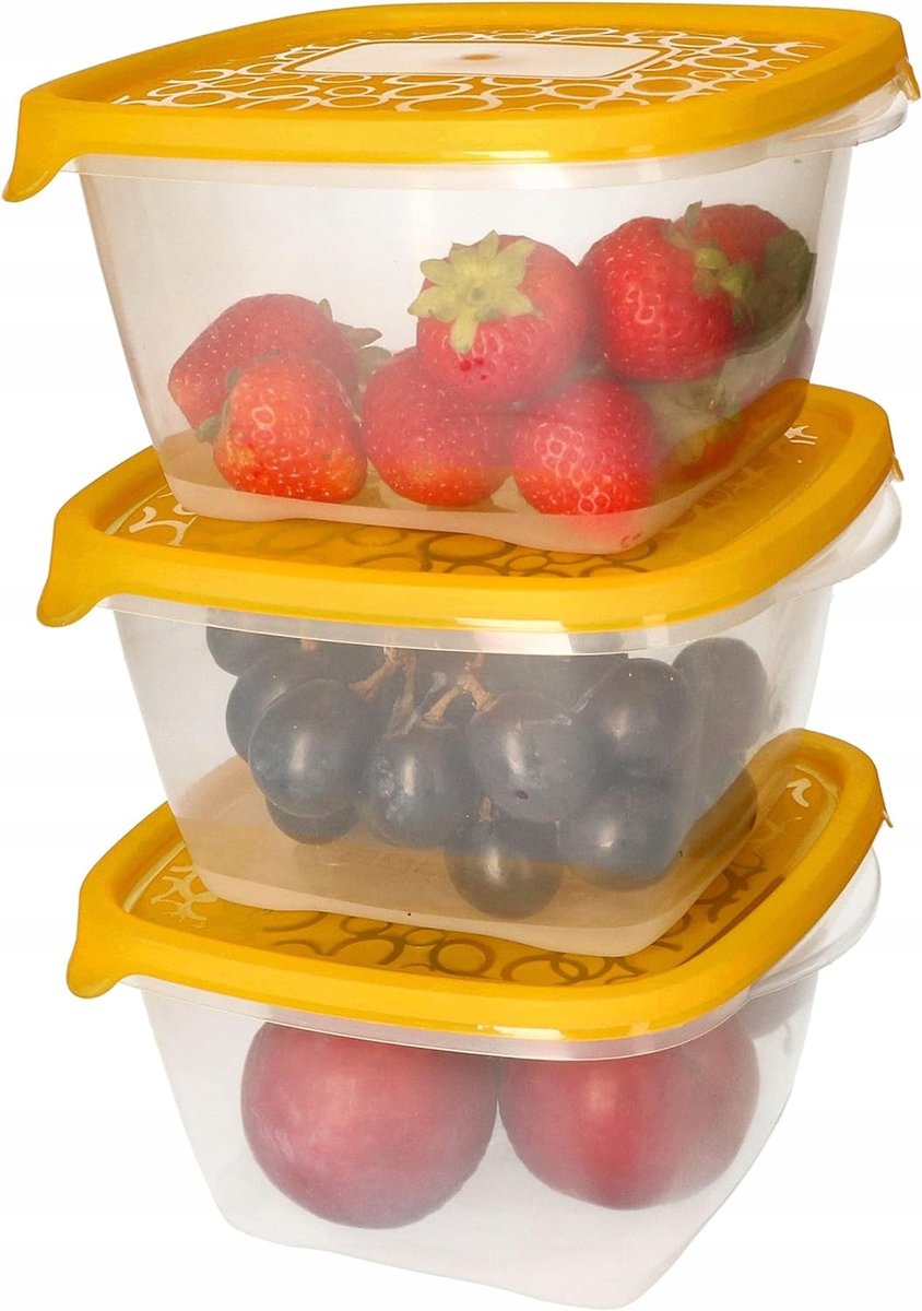 ZESTAW 3x1,1L LUNCH BOX POJEMNIK PUDEŁKO NA ŻYWNOŚĆ KWADRATOWY ...