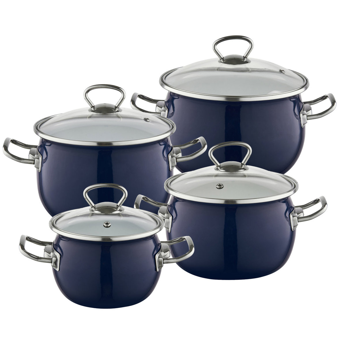 Zestaw 4 Garnków Emaliowanych Emalia Polska Pleszew Berry Granatowy ...