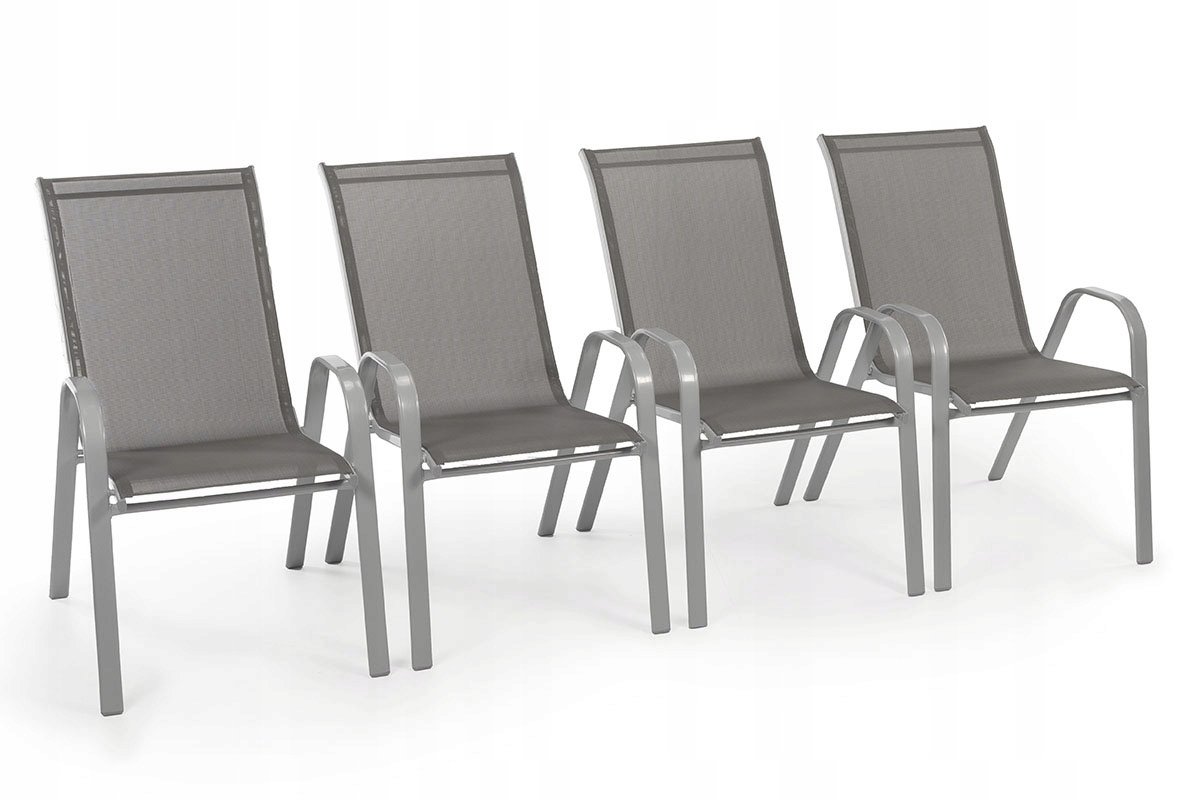 Zestaw 4 krzeseł ogrodowych PORTO na taras balkon metalowe srebrne tarasowe - eDomator | Sklep ...
