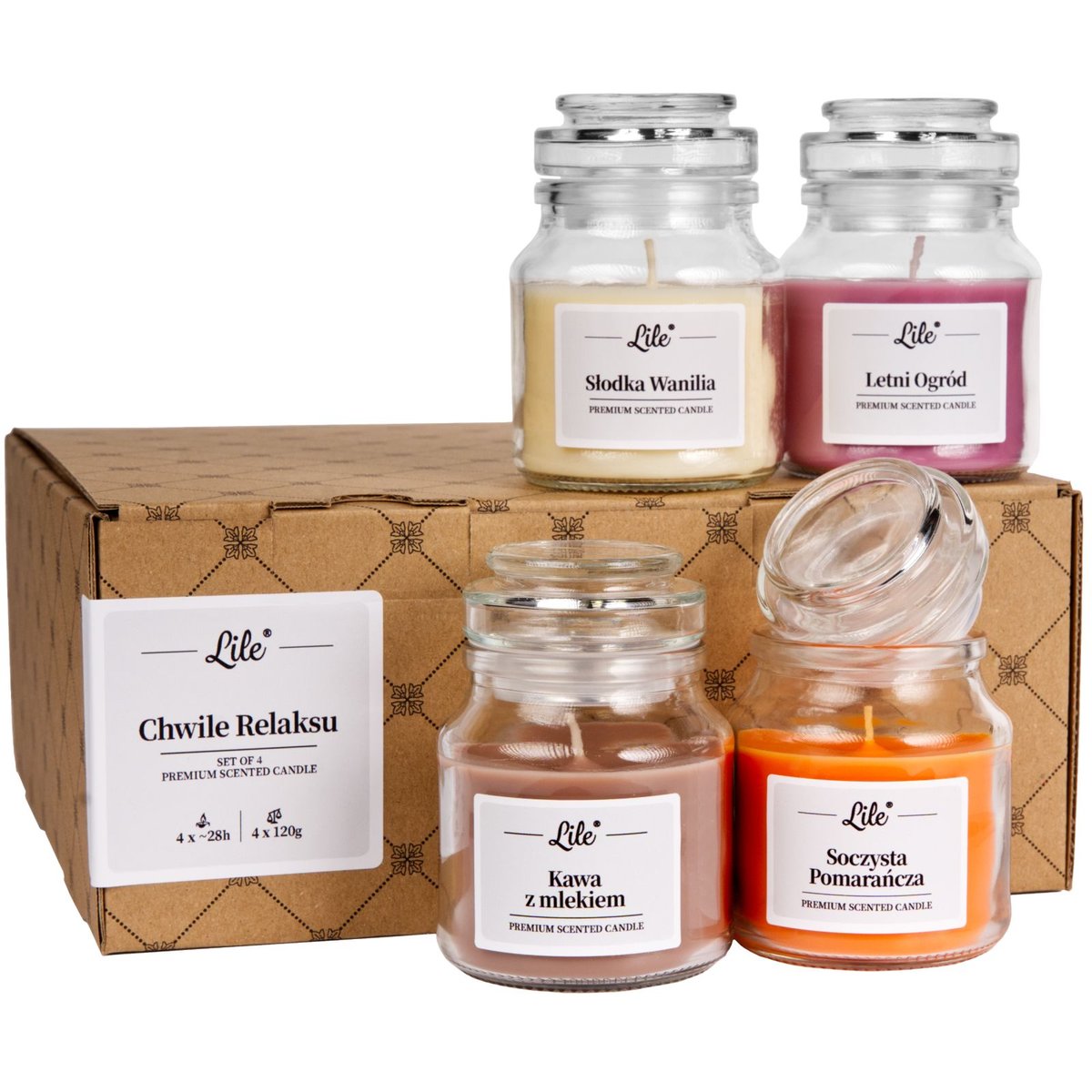 Zestaw 4 świec zapachowych 4x120g zestaw prezentowy Lile Candle Senses Chwile Relaksu - Lile ...