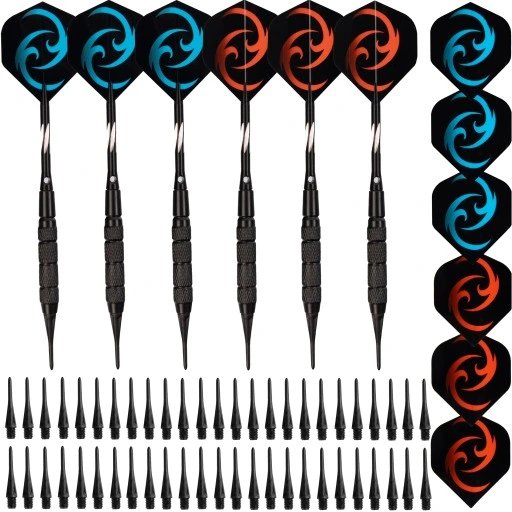 ZESTAW 6 ELEGANCKICH RZUTEK LOTEK DO DARTA SOFT TIPS Z ALUMINIOWYMI ...