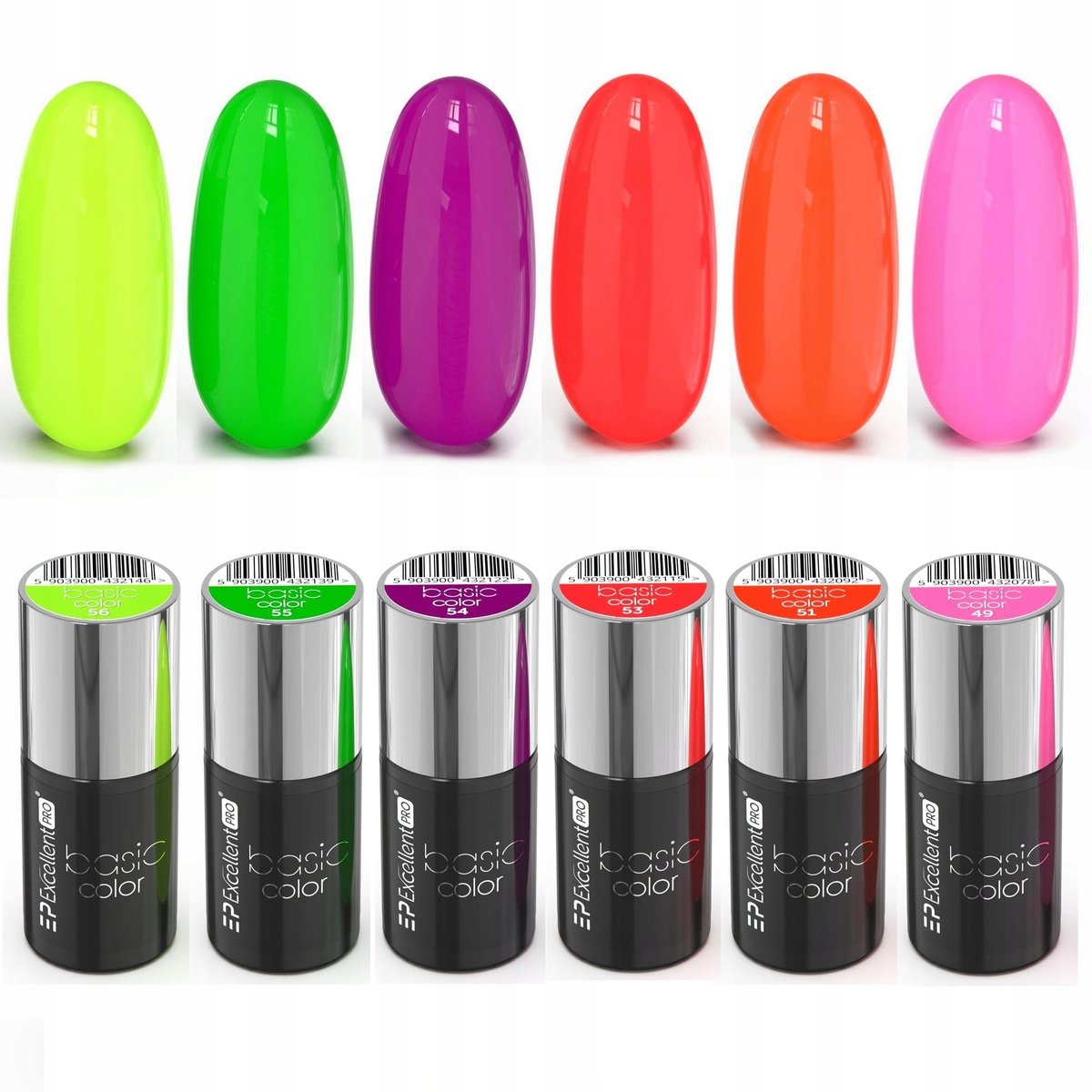 ZESTAW 6 x Lakier hybrydowy EXCELLENT PRO BASIC COLOR NEON 6 szt ...