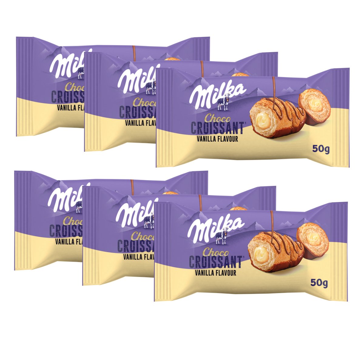 Zestaw 6 x Milka croissant rogalik z nadzieniem waniliowym 50 g w ...