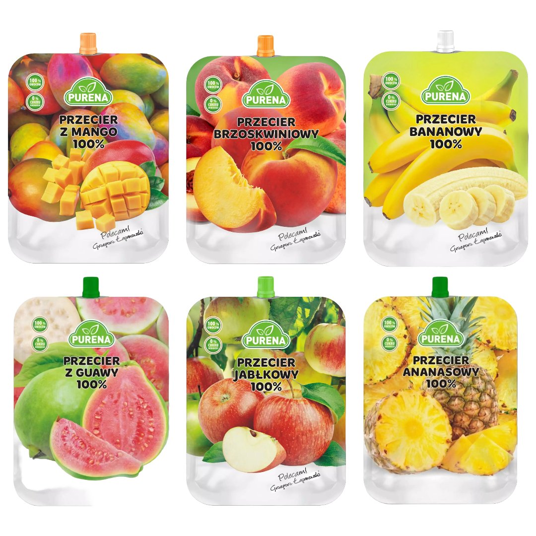 Zestaw 6 x Mus Przecier Purena Naturalny Smak do picia gotowanie ...