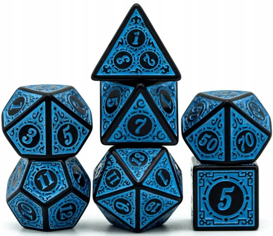 Zestaw 7 Kości D4-20 K20 Niebieskie High Gry RPG D&D DND Dice Gra ...