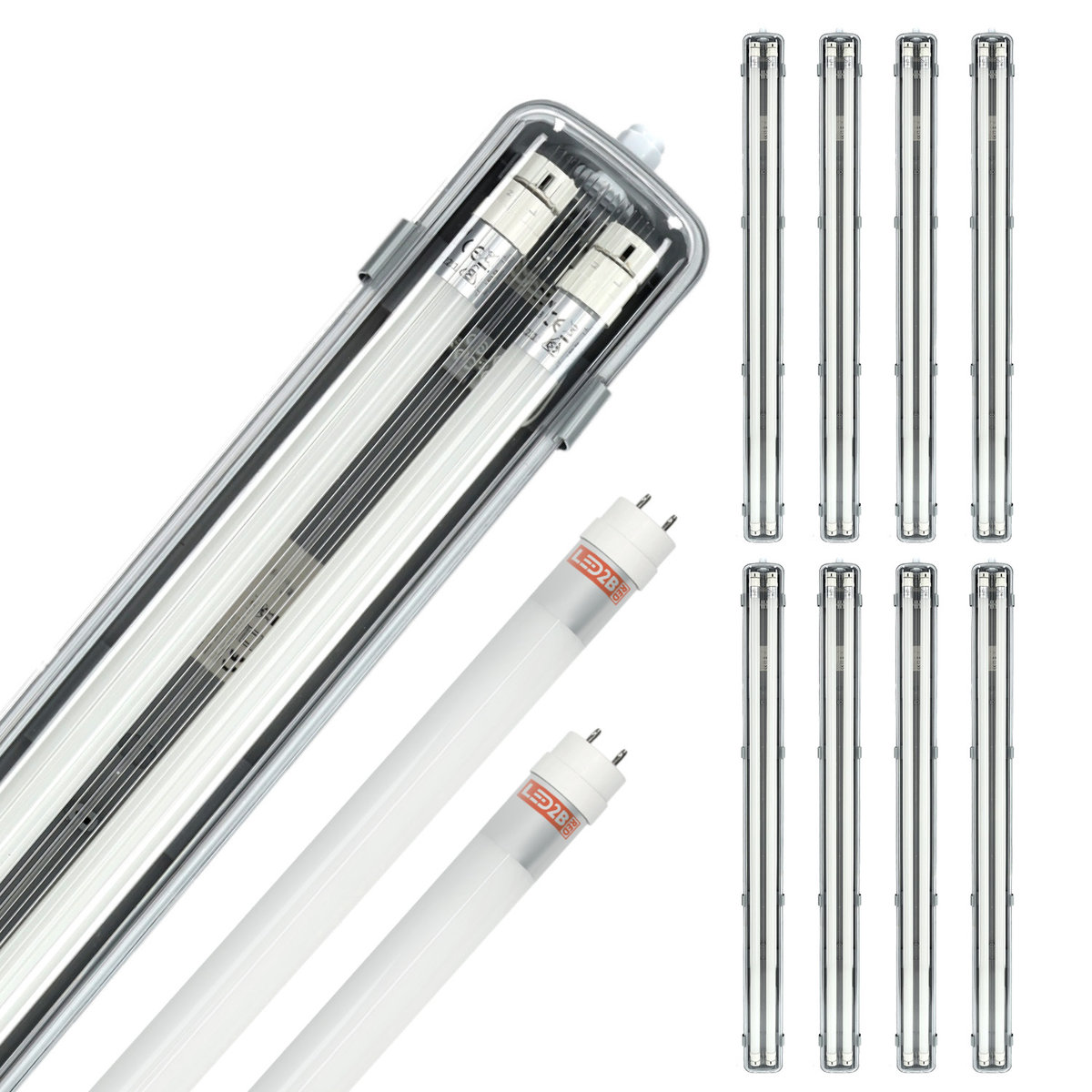 Zestaw 8x oprawa hermetyczna AQUA M 2x120 + 16x świetlówka 18W neutralna - Kobi | Sklep EMPIK.COM