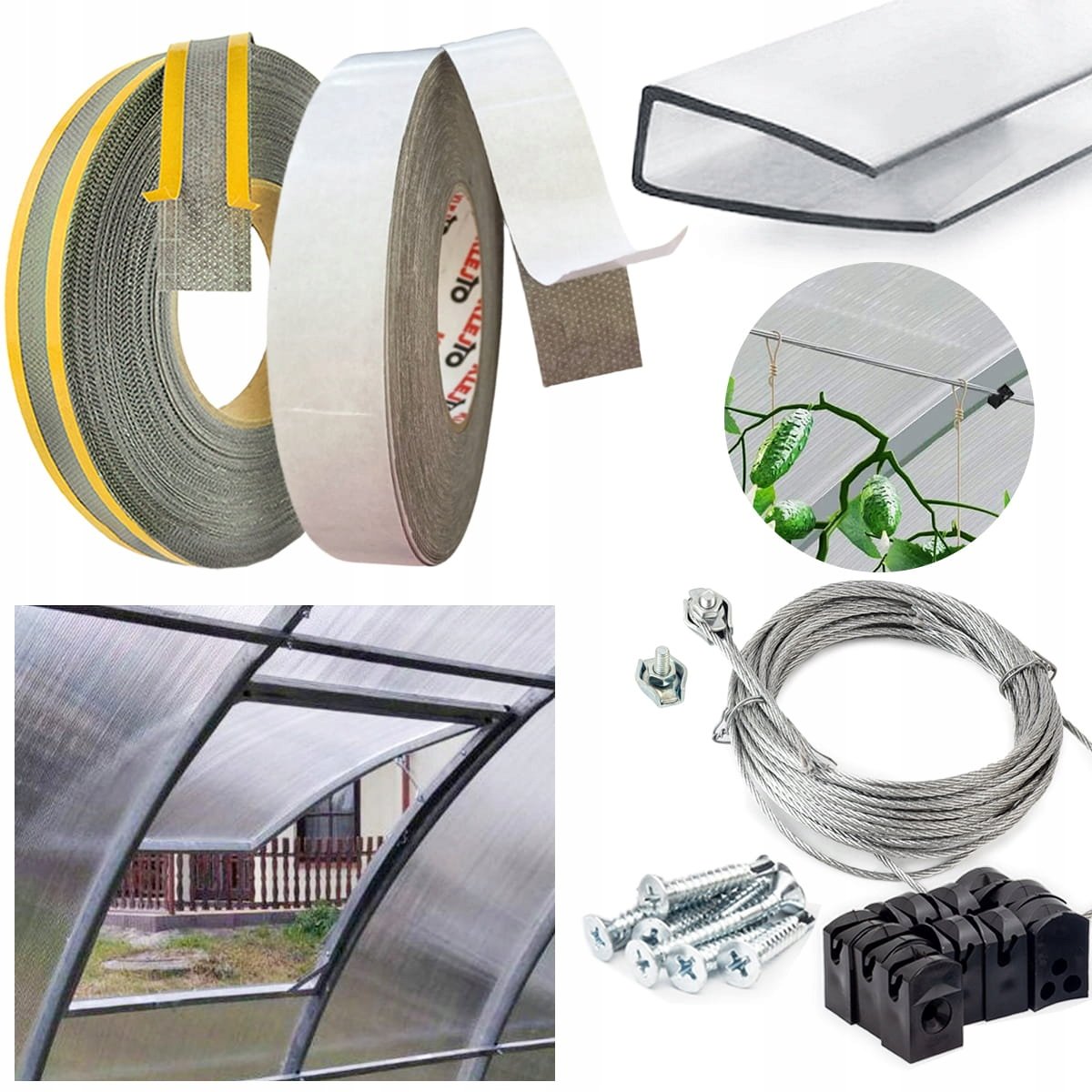 Zestaw akcesoriów dodatków do szklarni PAKIET OPTIMA TUNEL - 3-4mm - 8m - Lun Fix | Sklep EMPIK.COM