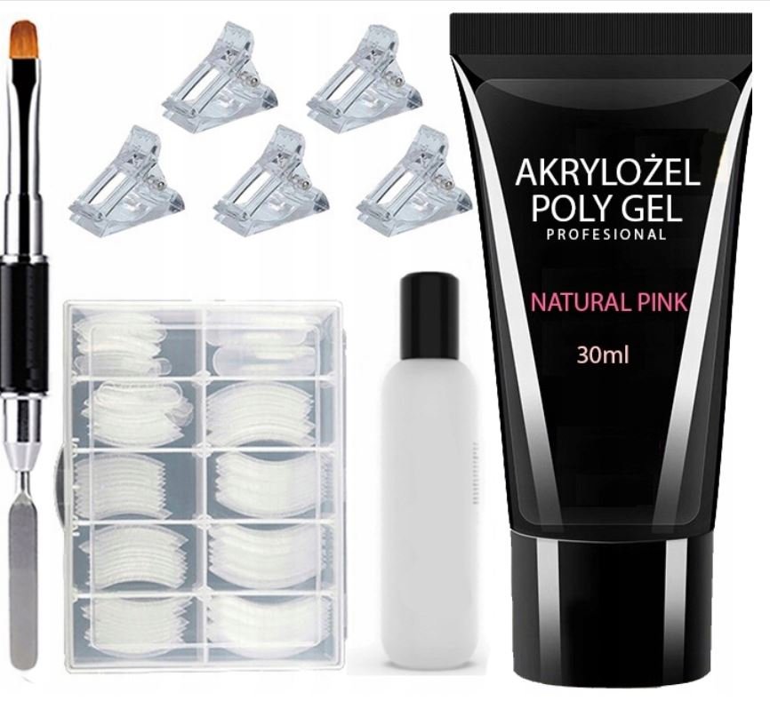 Zestaw Akrylożel Acrylgel Polygel Budujący 30Ml Tipsy Formy Dual Płyn ...