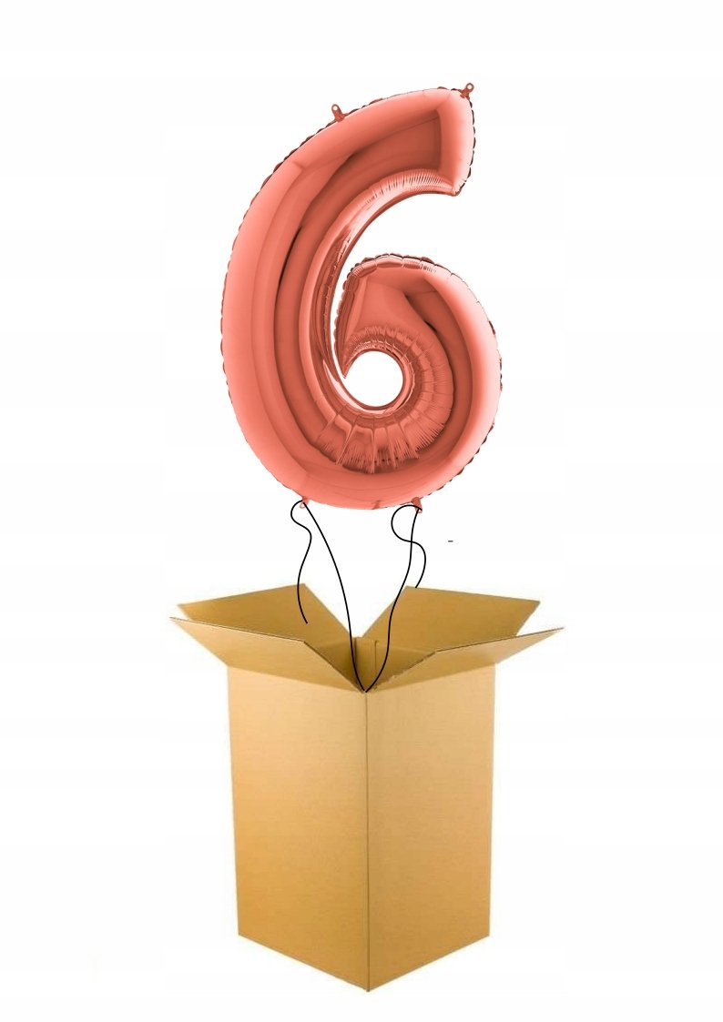 Zestaw Balon Cyfra 6 Rose Gold NAPEŁNIONY HELEM PREZENT W PUDLE - Inna ...