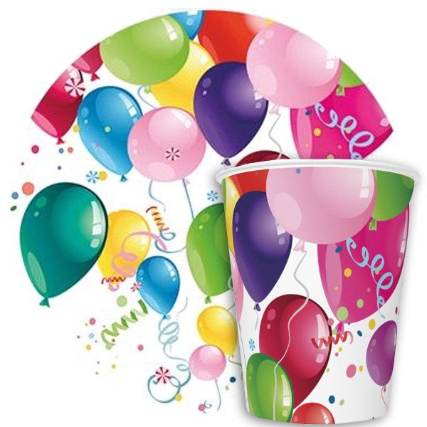 Zestaw Baloniki 8 kubeczków, 8 talerzyków - somgo | Przyjęcia i okazje ...