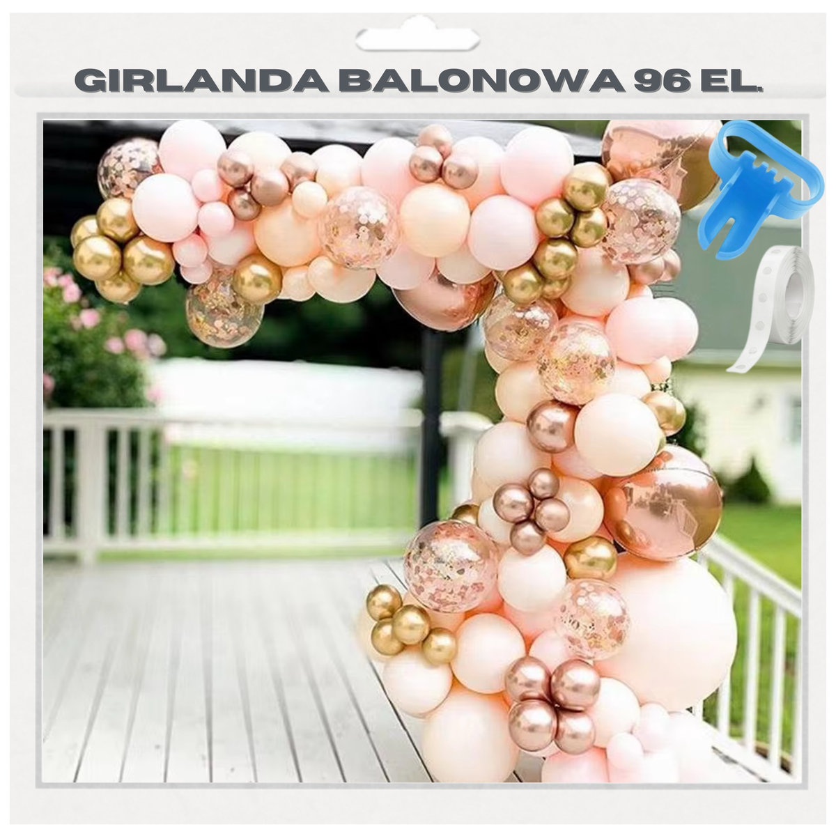 ZESTAW BALONÓW BALONY NA URODZINY PANIEŃSKI WESELE GIRLANDA BALONOWA ROSE / ORMAR - Inna marka ...