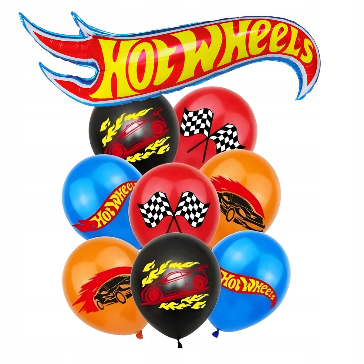 ZESTAW BALONÓW HOT WHEELS AUTA BALON BANER NAPIS HOT WHEELS NA URODZINY ...