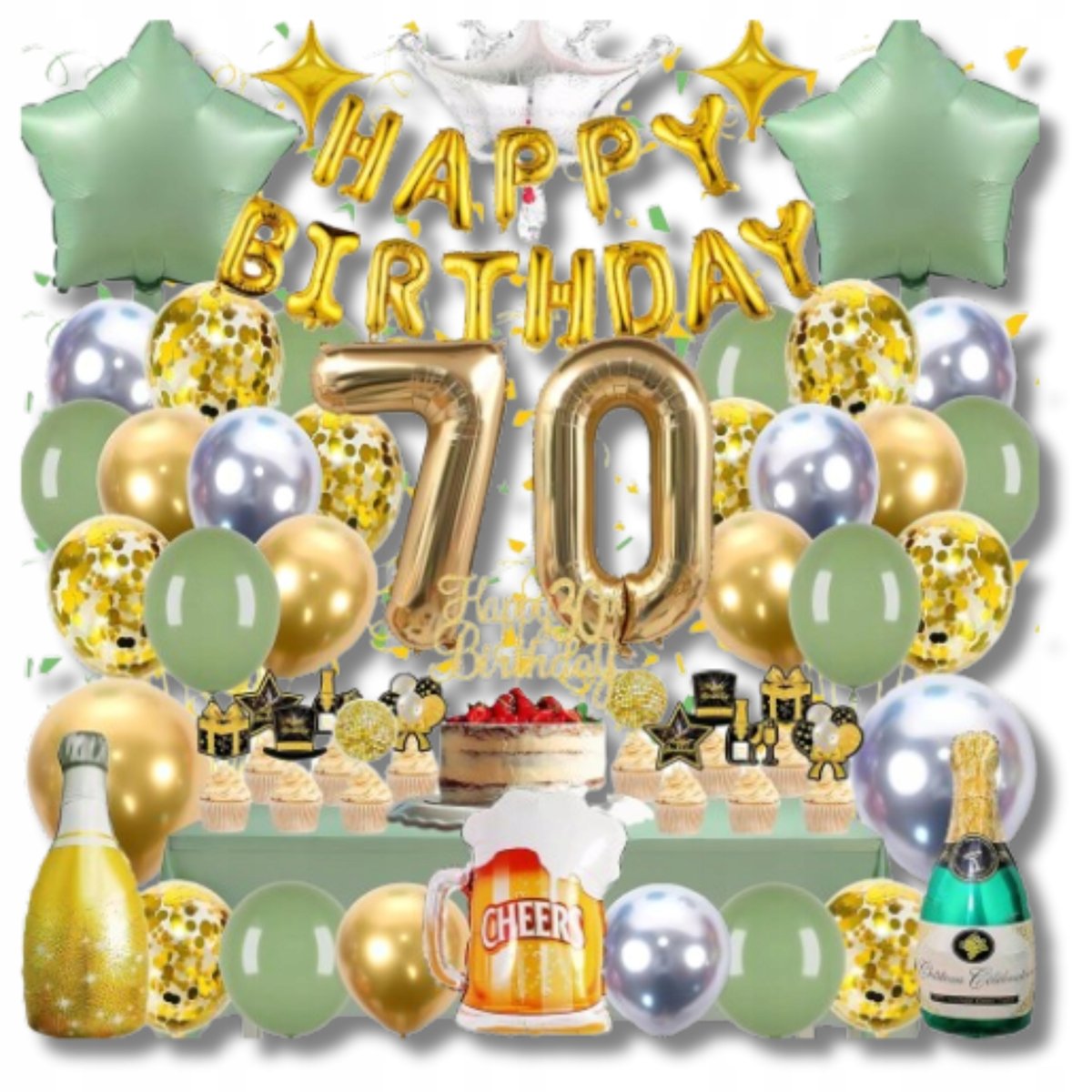 Zestaw Balonow Na Urodziny 70 Balony Dekoracja Scianka Kurtyna XXL ...