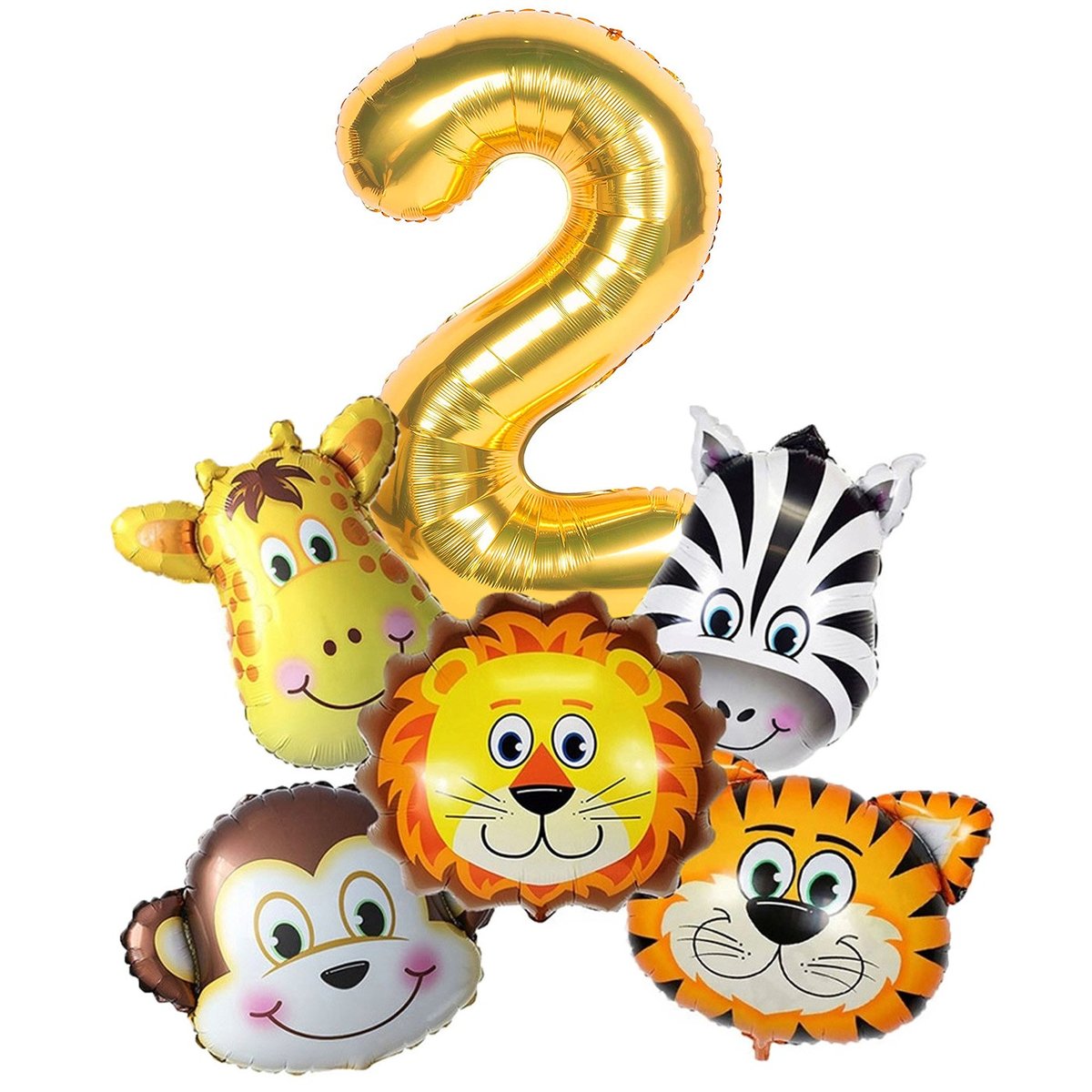 Zestaw balonów złota cyfra 80cm Zoo SAFARI Dżungla ZOO - 2 - del-sol ...