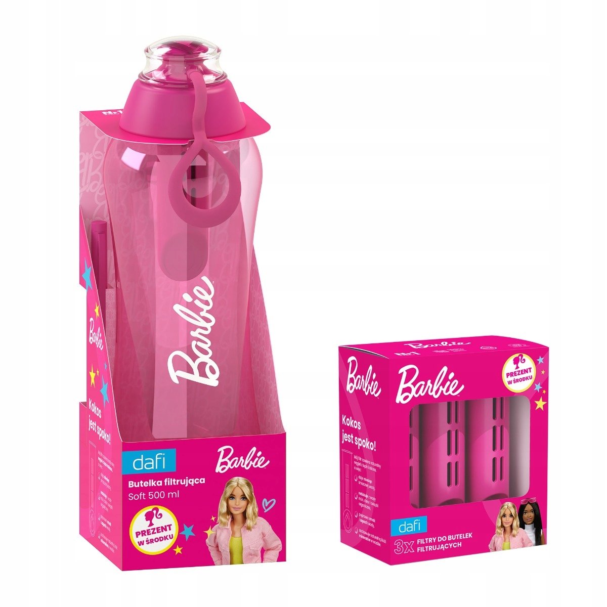 Zestaw BARBIE Butelka Filtrująca Dafi SOFT 0,5 Różowa z 4 filtrami ...