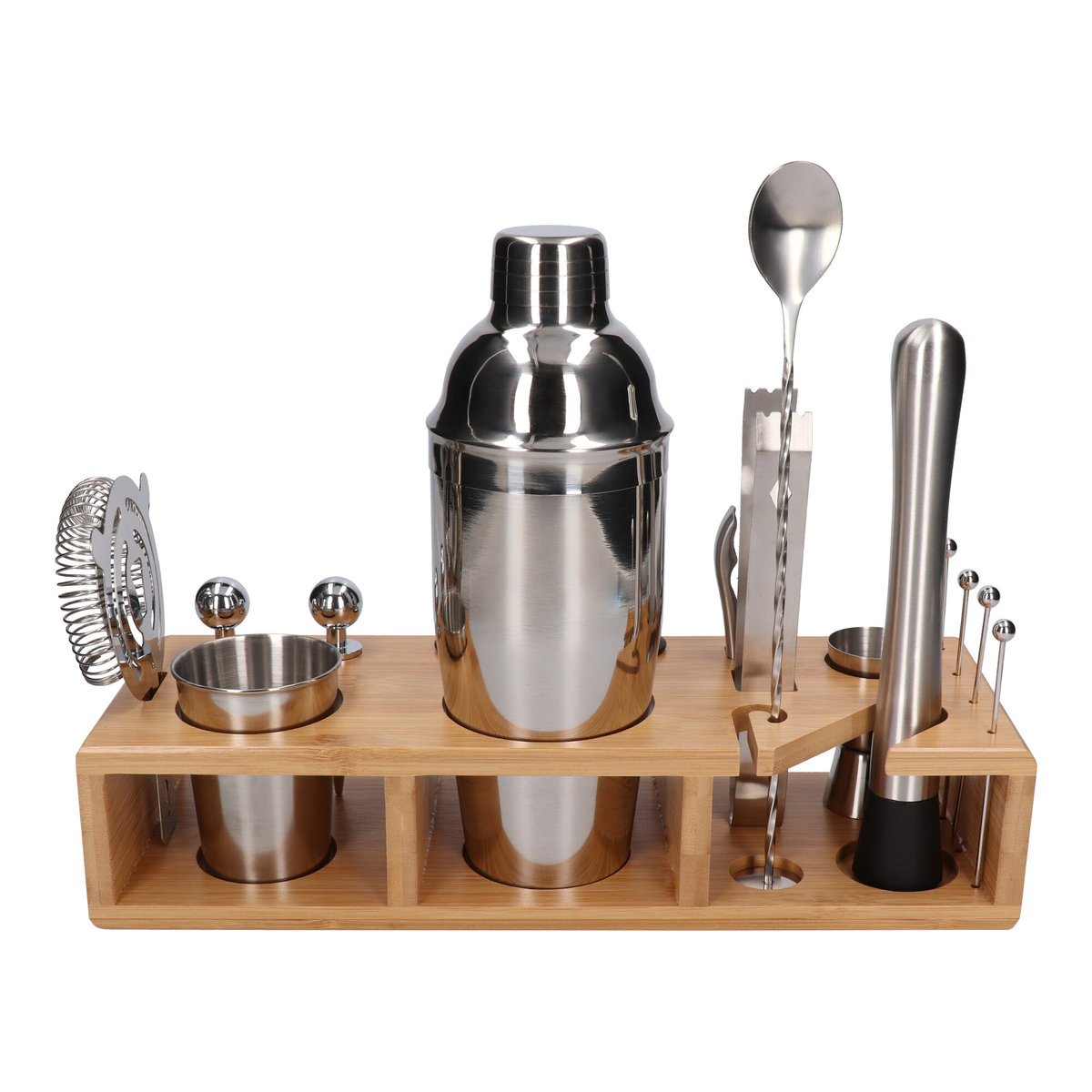 Zestaw barmański 20 el z podstawką srebrny shaker Cobbler - Whiskey ...