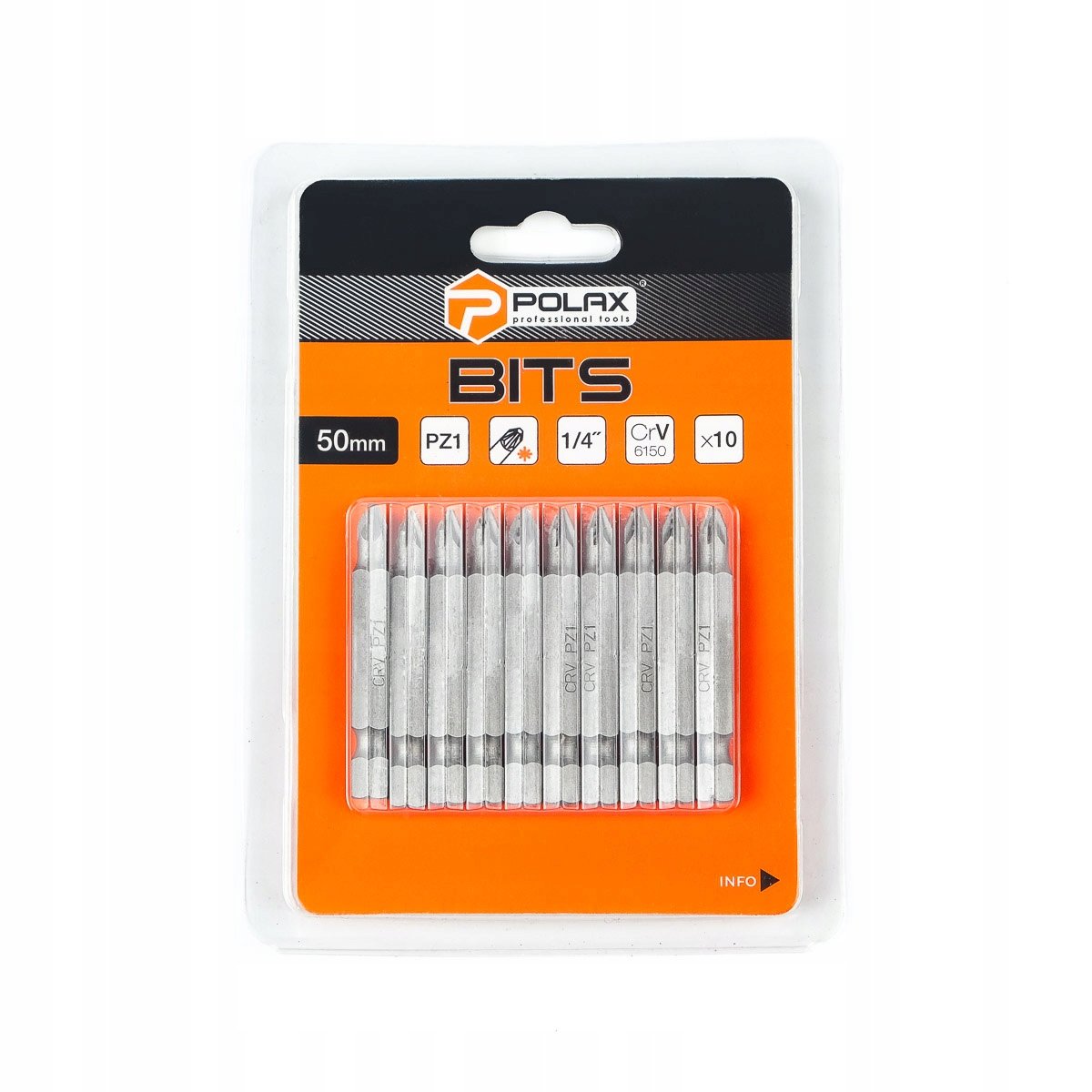 Zestaw bitów 50mm PZ1 1/4" 6150CRV (10 szt) Polax - Polax | Sklep EMPIK.COM