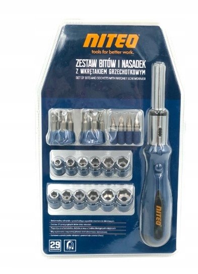 ZESTAW BITÓW I NASADEK Z WKRĘTAKIEM GRZECHOTKOWYM - Niteo Tools | Sklep EMPIK.COM