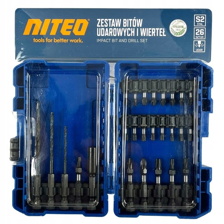 ZESTAW BITÓW UDAROWYCH I WIERTEŁ 26 SZTUK NITEO - Niteo | Sklep EMPIK.COM