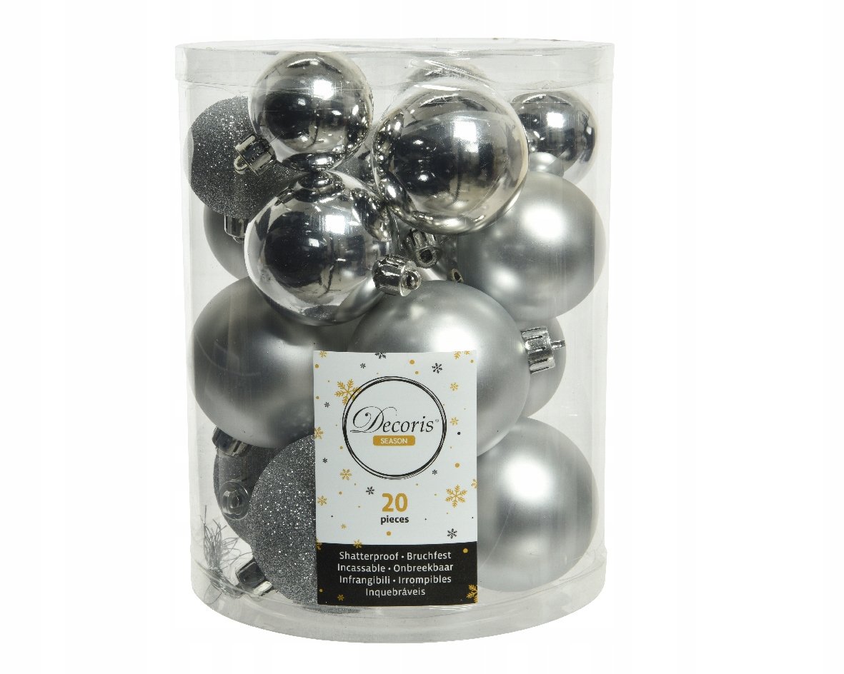 Zestaw Bombek Choinkowych Srebrne Nietłukące 20 Szt. - Kaemingk | Sklep EMPIK.COM