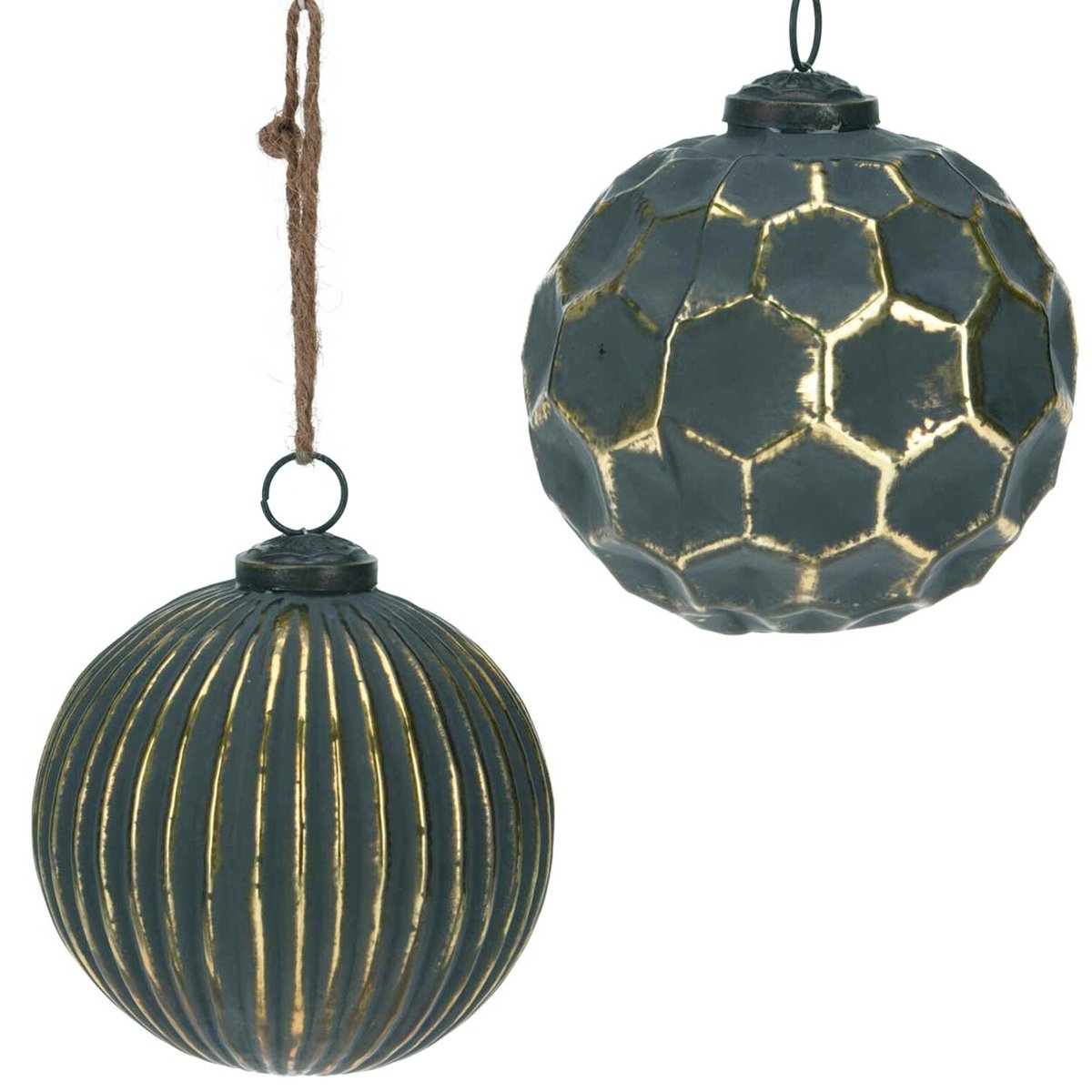 Zestaw Bombek Na Choinkę Bombki Szklane Szare Złote Zdobienia 6Szt Duże ...