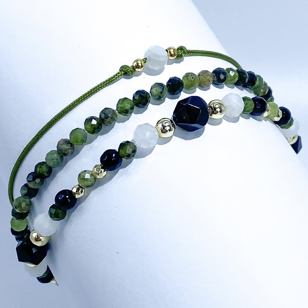 Zestaw Bransoletek z Kamieni Naturalnych KiANU - Jadeit Kanadyjski, Onyks, Kamień Księżycowy ...