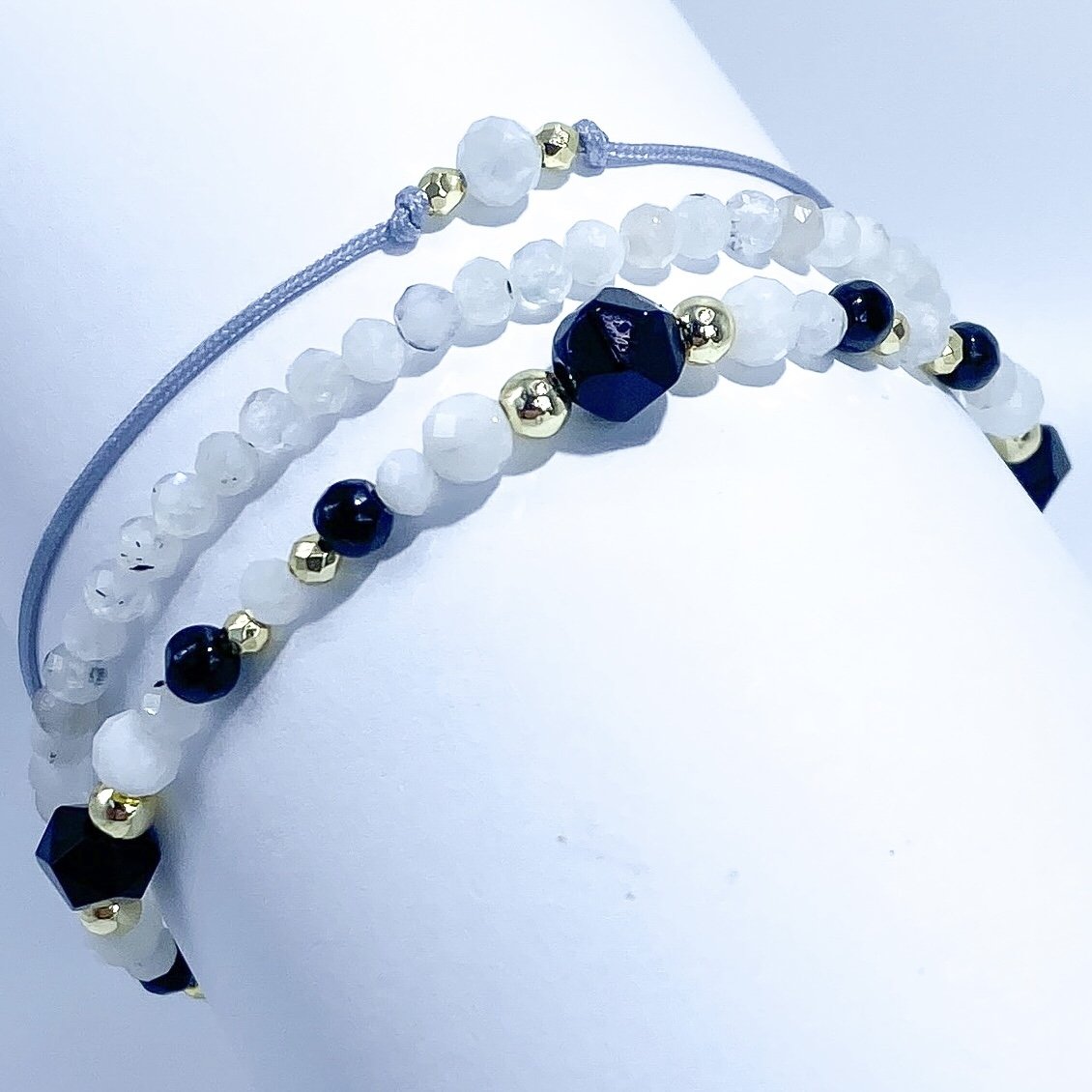 Zestaw Bransoletek z Kamieni Naturalnych KiANU – Kamień Księżycowy Onyks Hematyt - Inna marka ...