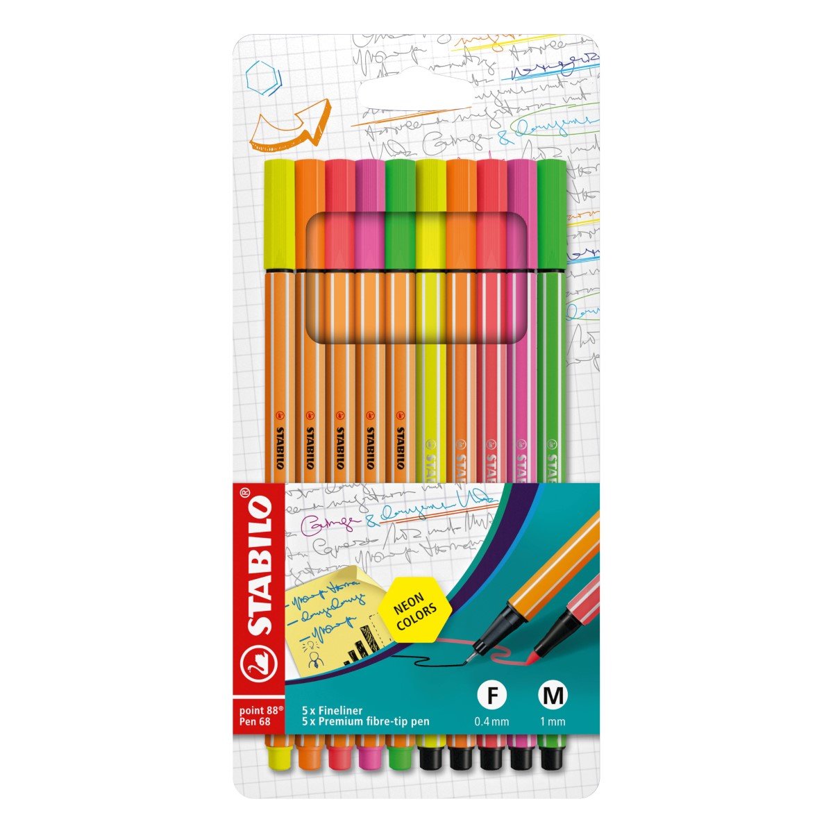 Zestaw Cienkopisy Stabilo Point 88 5 sztuk, Flamastry Stabilo Pen 68 5 ...