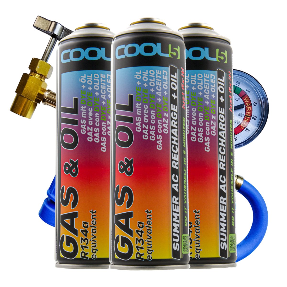 Zestaw czynnik do klimatyzacji 3x 2 w 1 + przewód do klimatyzacji Cool5 zamiennik R134a - cool5 ...