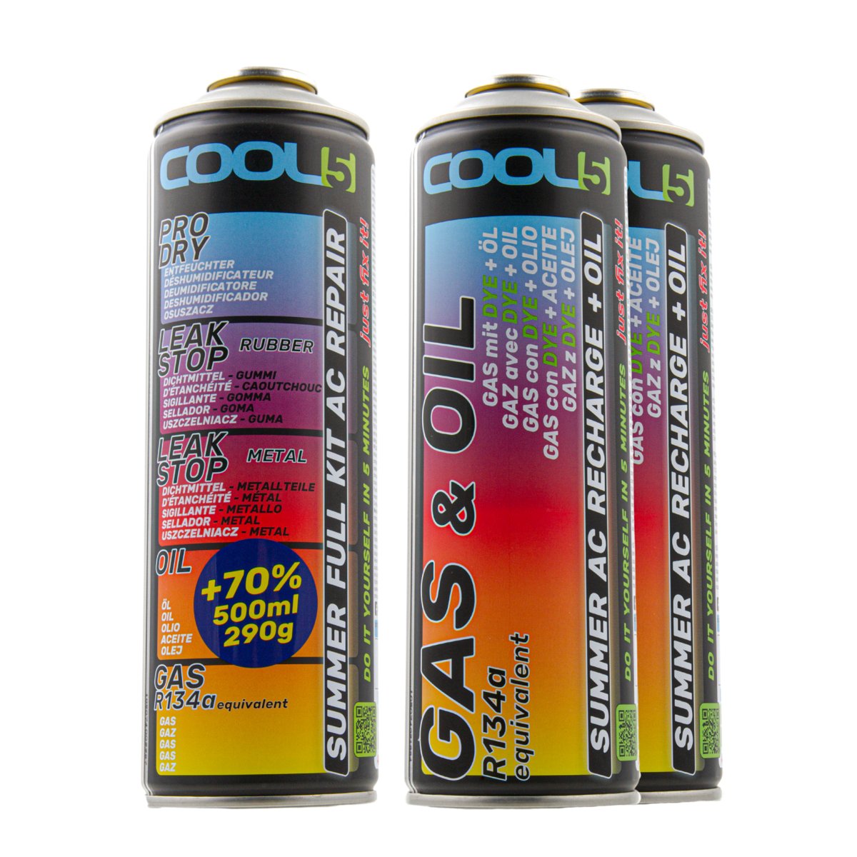 Zestaw czynnik do klimatyzacji 5 w 1 + 4x 2 w 1 do klimatyzacji Cool5 zamiennik R134a - cool5 ...