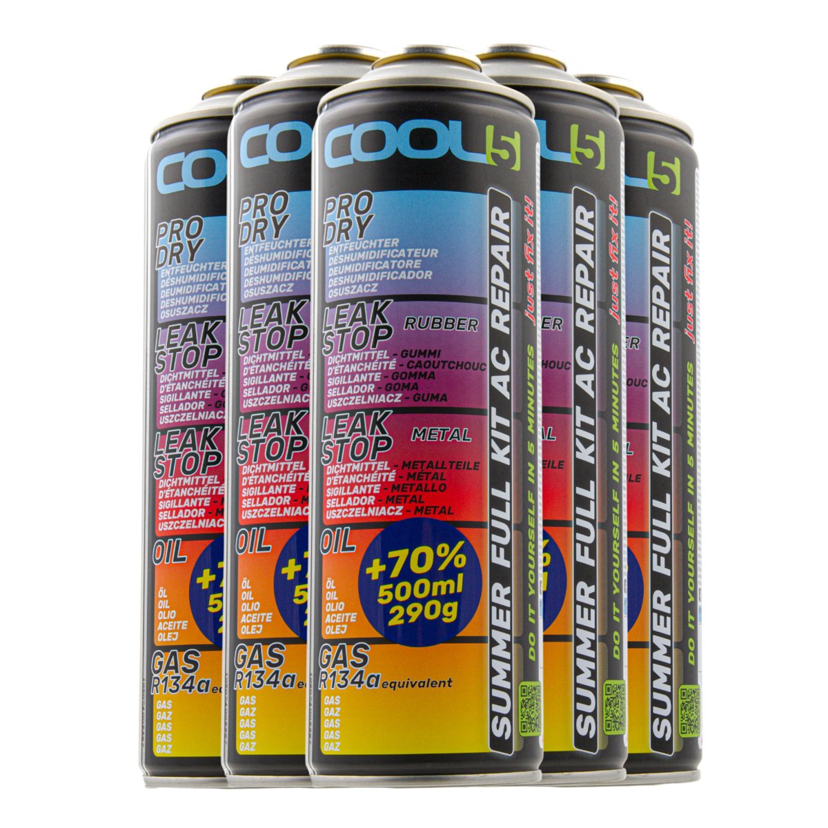 Zestaw czynnik do klimatyzacji 5x 5 w 1 do klimatyzacji Cool5 zamiennik R134a - cool5 ...