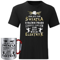 Zestaw Dla Elektryka Koszulka Męska Prezent Elektryk M + Kubek Metalowy Komplet - Wondergift ...