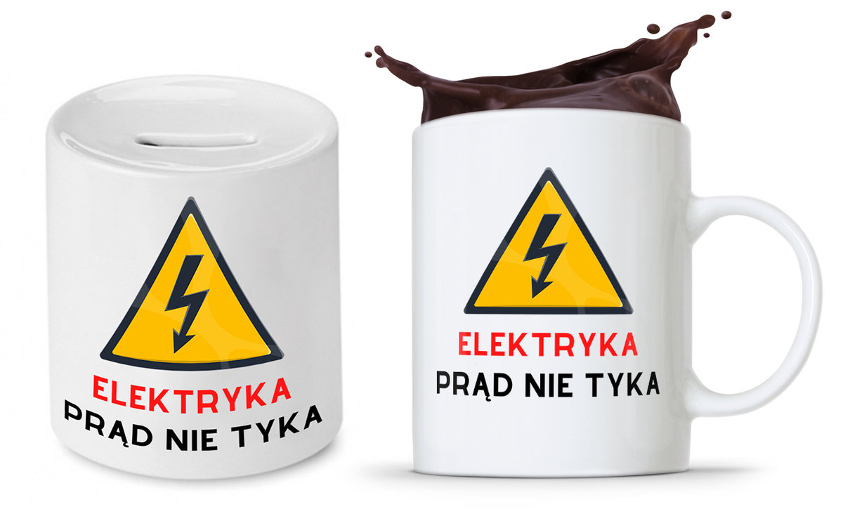 ZESTAW DLA ELEKTRYKA PREZENT KUBEK + SKARBONKA z Nadrukiem ze Zdjęciem - PoliDraw | Sklep EMPIK.COM
