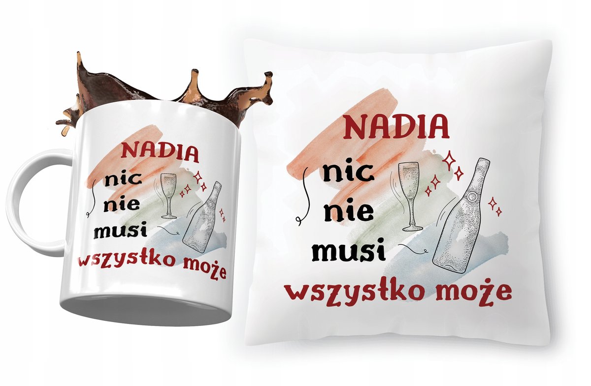 Zestaw Dla Nadii Poduszka + Kubek na Prezent z Nadrukiem ze Zdjęciem ...