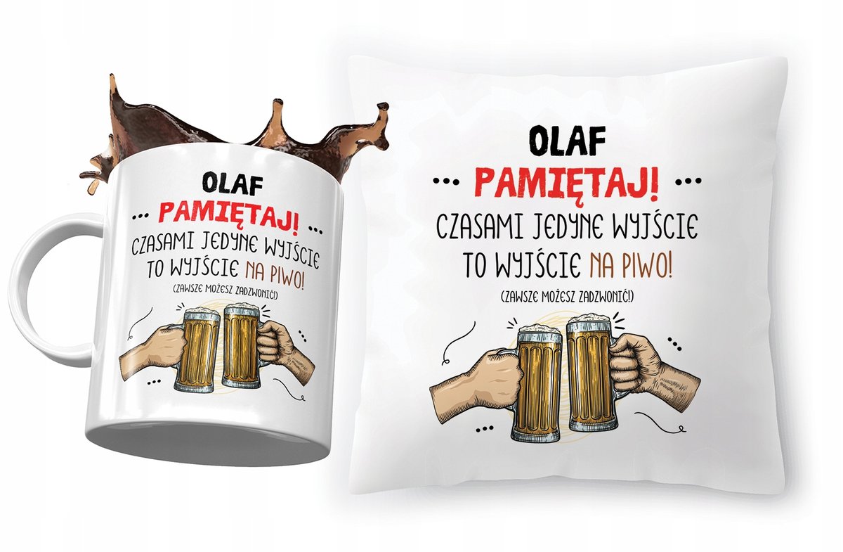 Zestaw Dla Olafa Poduszka + Kubek na Prezent z Nadrukiem ze Zdjęciem ...