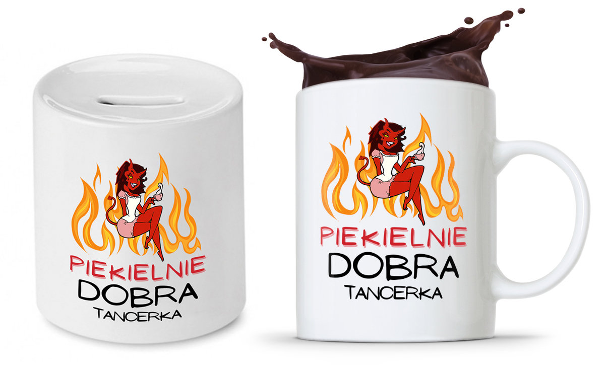 ZESTAW DLA TANCERKI KUBEK + SKARBONKA PREZENT z Nadrukiem ze Zdjęciem - PoliDraw | Sklep EMPIK.COM