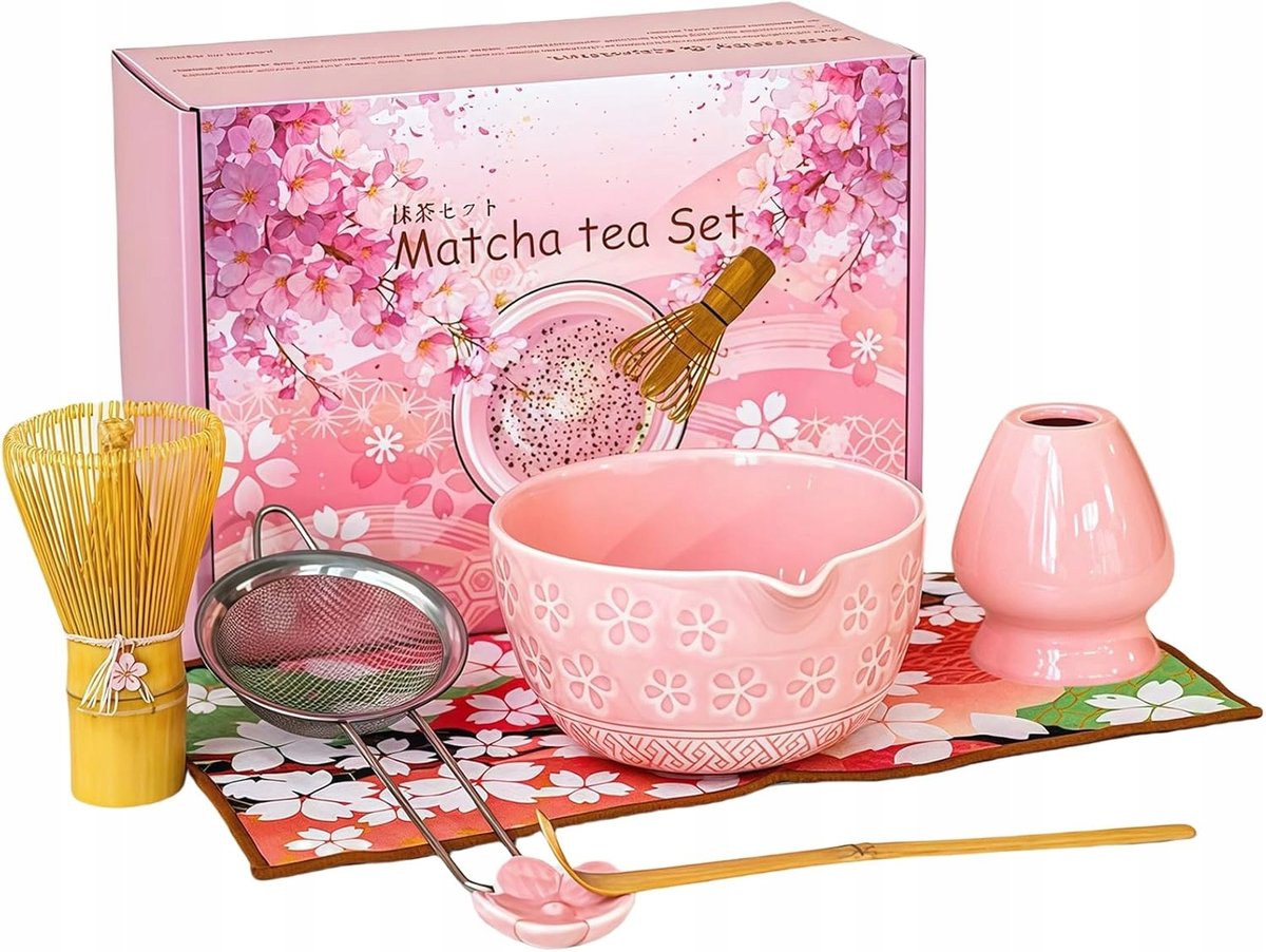 ZESTAW DO JAPOŃSKIEJ HERBATY MATCHA ZESTAW DO ROBIENIA MATCHY RÓŻOWY ...