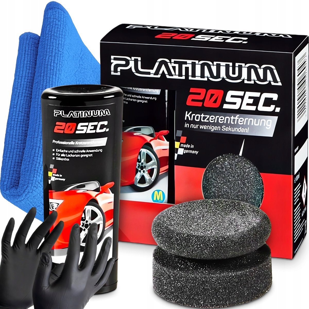 Zestaw do Usuwania Rys Zarysowań Pasta Gąbka Platinum Mikrofibra ...