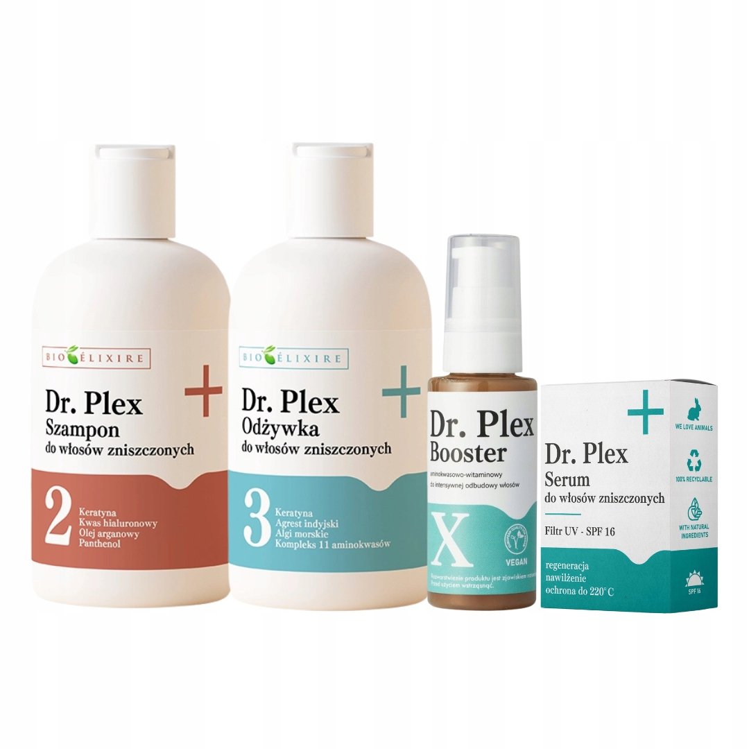 Zestaw DR. PLEX Szampon, odżywka, booster i serum do włosów zniszczonych | Sklep EMPIK.COM