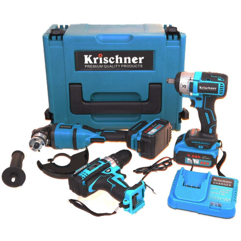 Zestaw elektronarzędzi szlifierka kątowa + klucz udarowy + wiertarka ...