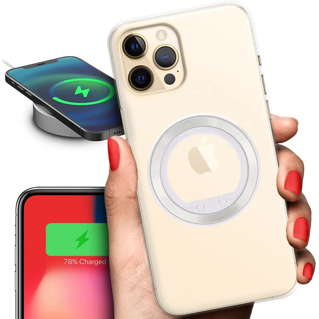Zestaw Etui 2MM + MagSafe Uchwyt SREBNY do IPHONE 12 PRO MAX Magnes ...