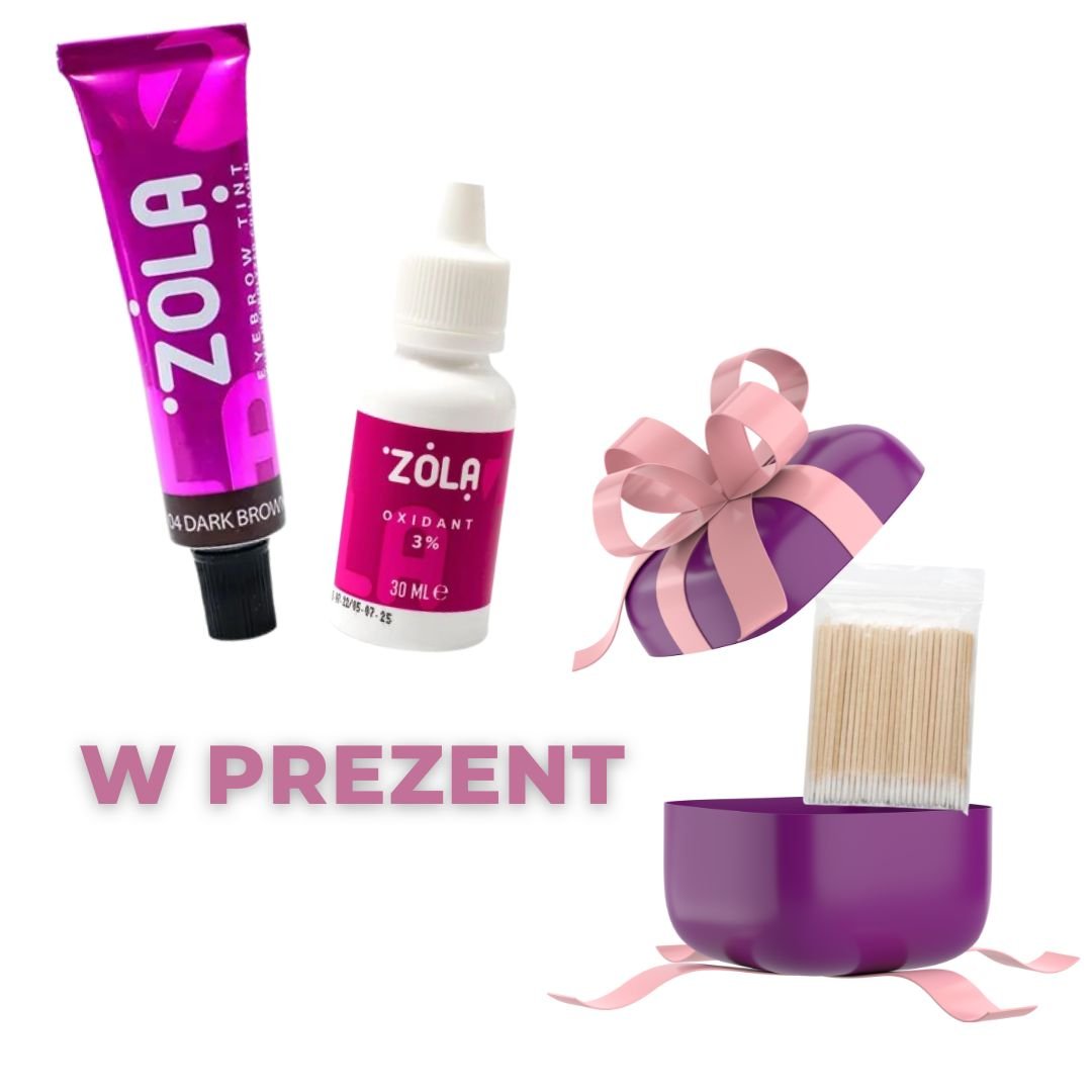 Zestaw: Farbka do brwi Zola 04 i Aktywator utleniac oksydant do farby Zola 3% + PREZENT ...