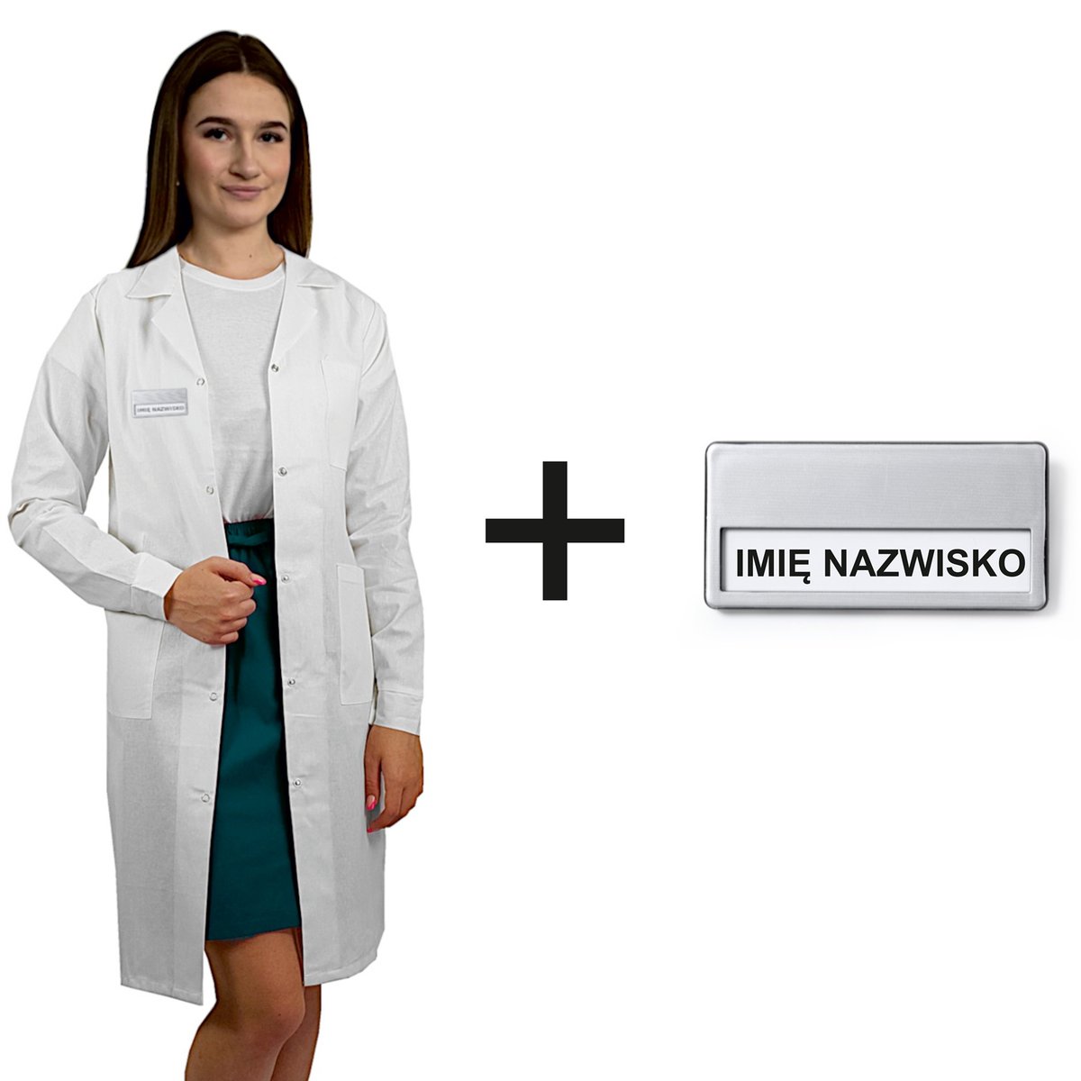 Zestaw fartuch damski laboratoryjny z identyfikatorem roz. L - M&C ...